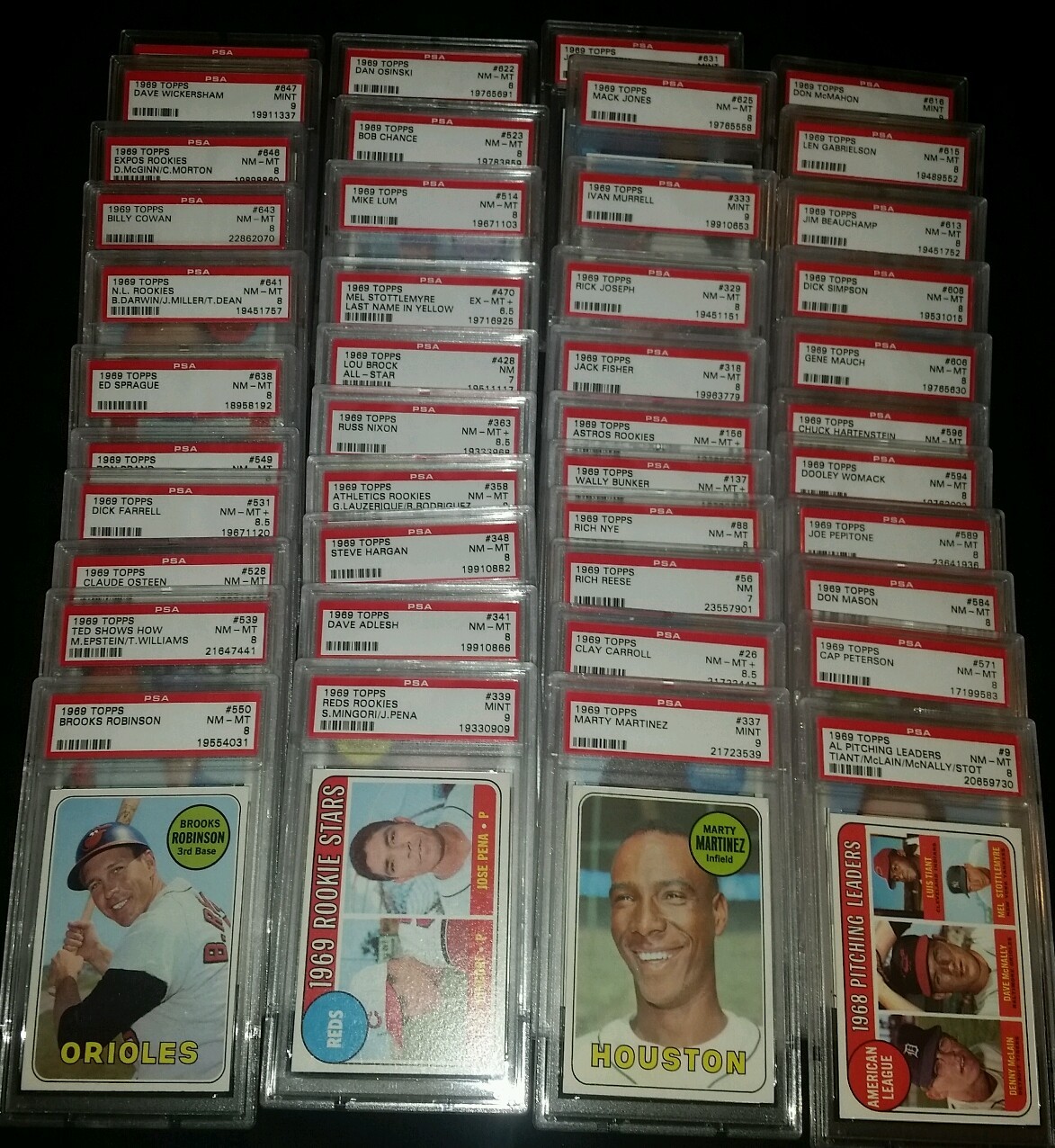 1969 TOPPS COMPLETE SET MANTLE RYAN JACKSON MAYS ROSE AARON BENCH PSA 7 ...