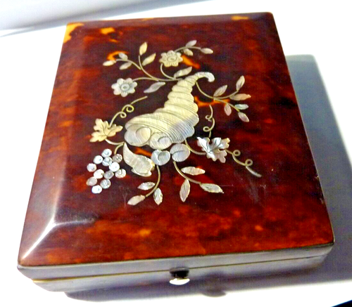 Antique Georgian Faux Tortoiseshell Trinket Jewellery box, Mother of ...