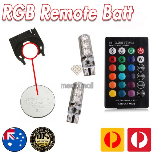 Battery For T10 Remote Control Wedge RGB Color Changing Car Light Bulbs ...