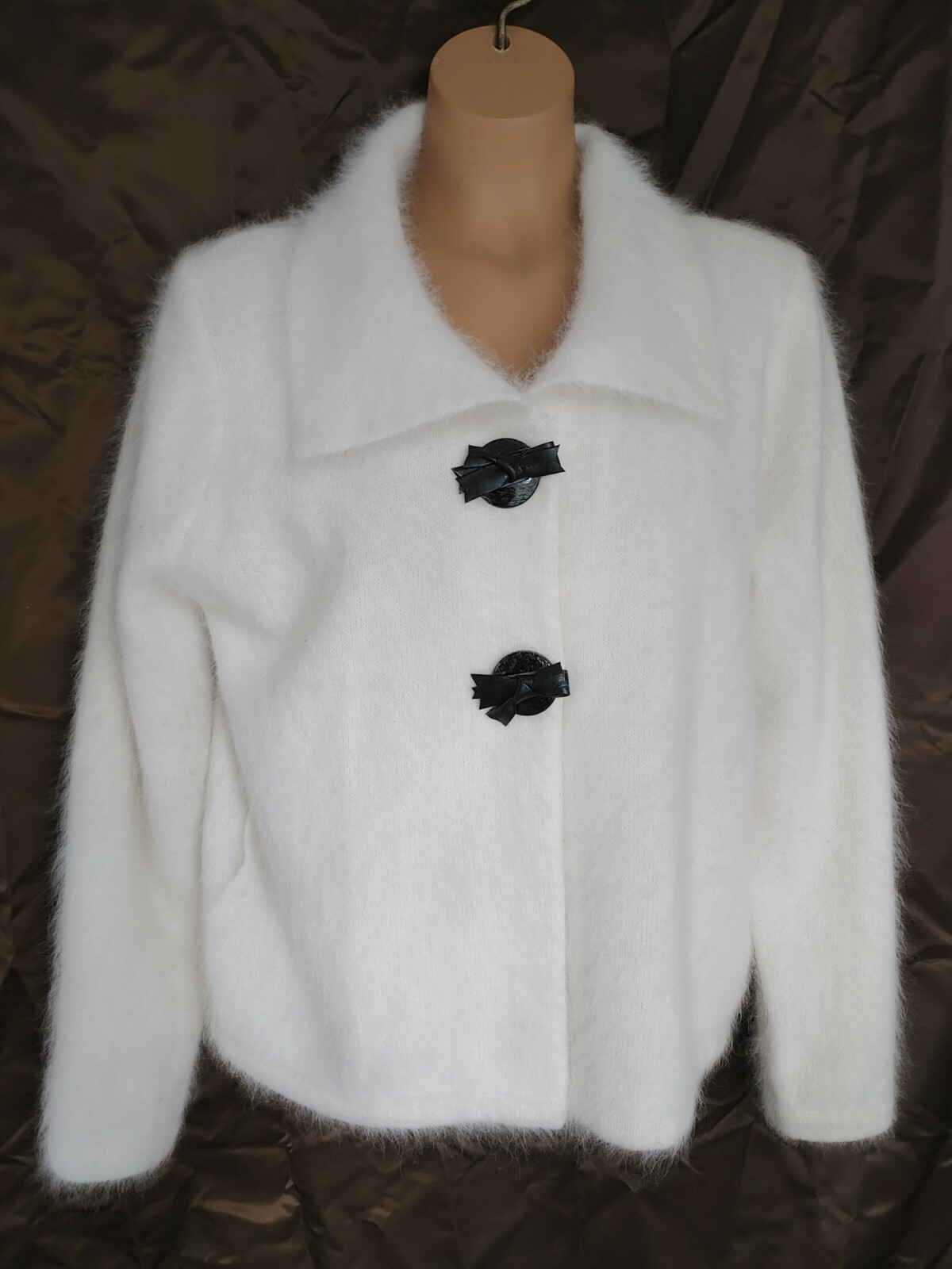 Gorgeous Venesha White Angora Sweater Jacket S - Gem