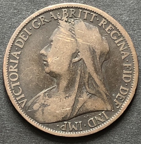 1899 PENNY - ONE PENNY COIN - VEILED HEAD - 1d BRONZE COIN - QUEEN ...