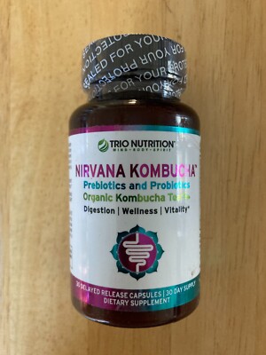 Trio Nutrition Nirvana Kombucha Billions of Multi-Strain Probiotics, 30 ...