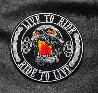 SKULL LIVE TO RIDE RIDE TO LIVE BRASS KNUCKLES IRON ON OUTLAW MC BIKER ...