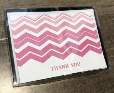 Hallmark 24 Thank You Cards Envelopes Embossed Pink Chevron Note zig ...