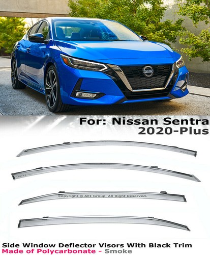For Nissan Sentra 2020-Up Wellvisors Black Trim Deflector Window Visors ...