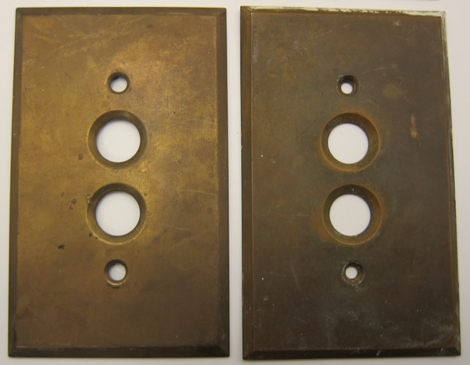 Four (4) Antique Solid Brass Push Button Switch Plate (1) | eBay