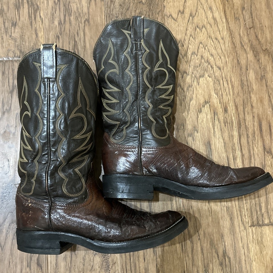Larry Mahan Boots Mens 9D Brown Ostrich Cowboy Western FREE SHIPPING | eBay