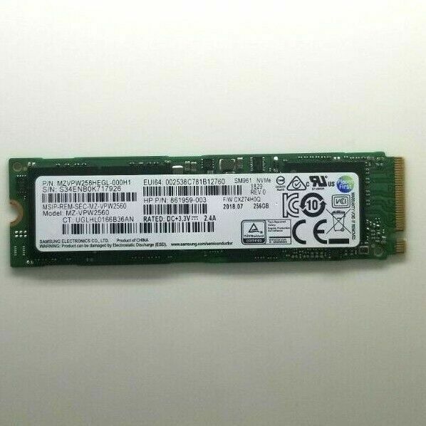 Samsung 256gb M.2 NVMe SSD PCIe Mzvpw256hegl-000h1 Sm961 for sale ...