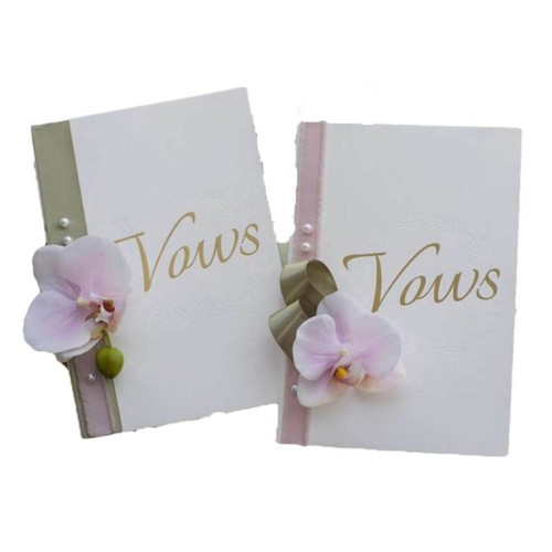 2pcs White Vow Books 7.8*6 Inch Pledge Card Exquisite Flower Oath Book ...