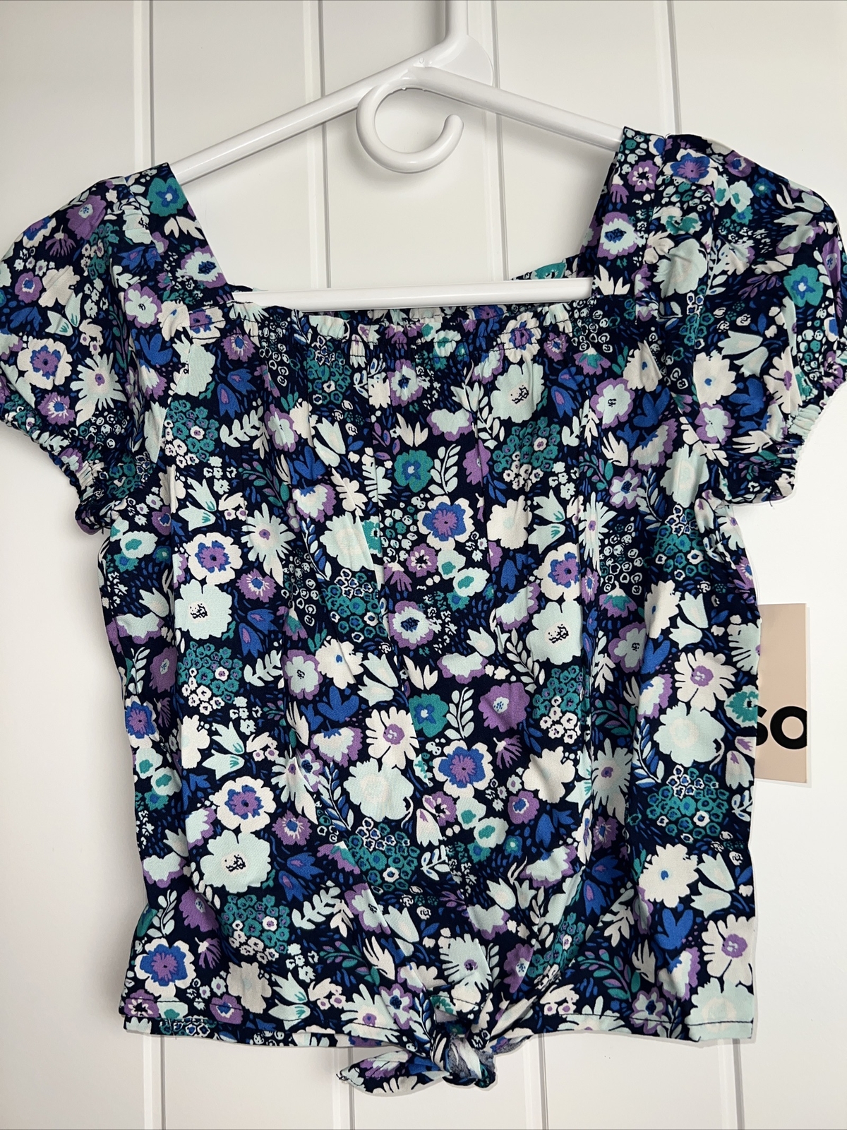 NEW NWT girls Size 6/6X Pretty Purple Floral Tie Front Top By SO | eBay