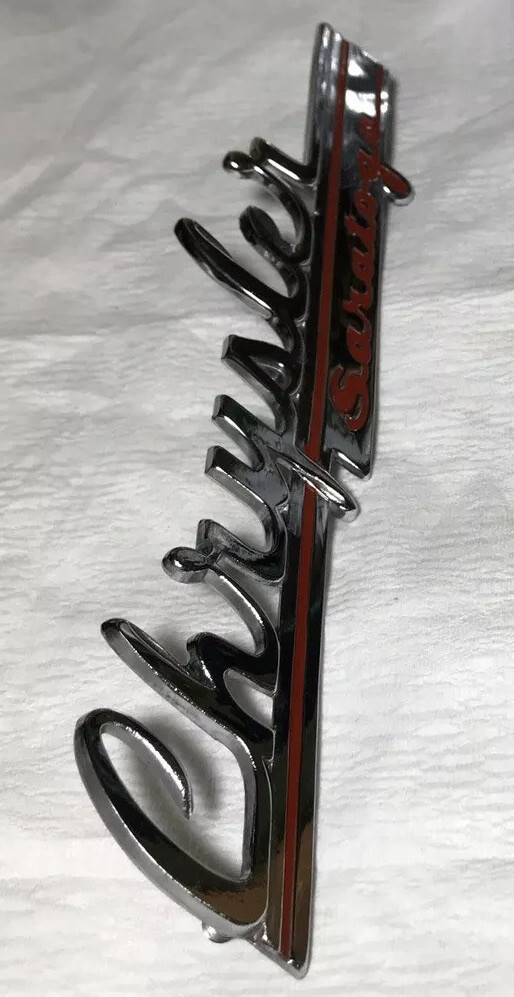 1946~1948 CHRYSLER SARATOGA HOOD SIDE NAMEPLATE SCRIPT EMBLEM | eBay