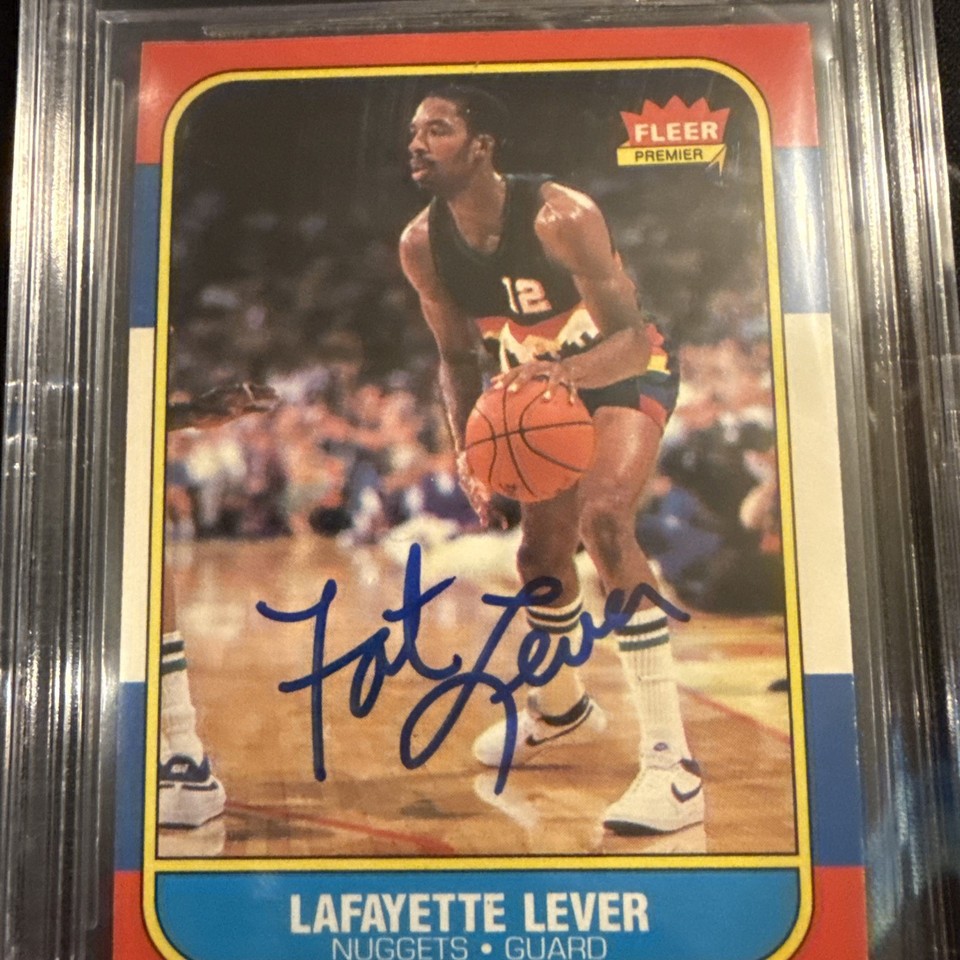 1986-87 Fleer Lafayette Fat Lever #63 - Beckett Autograph 10 - Denver ...