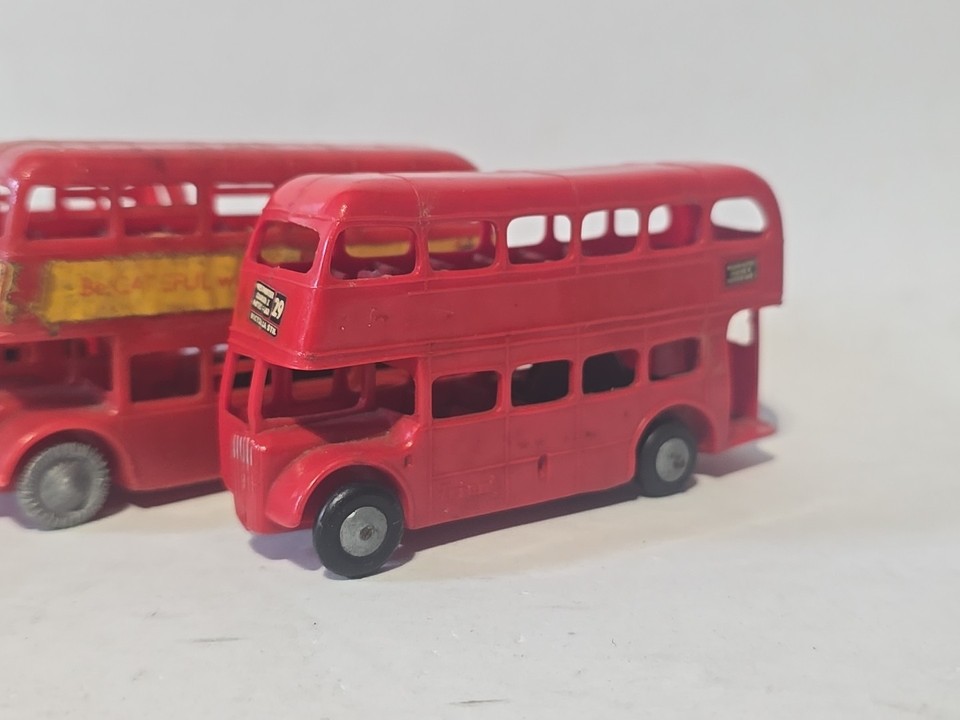 CHARMING GROUP OF 4X VINTAGE FRICTION DRIVE LONDON DOUBLE DECKER BUS ...