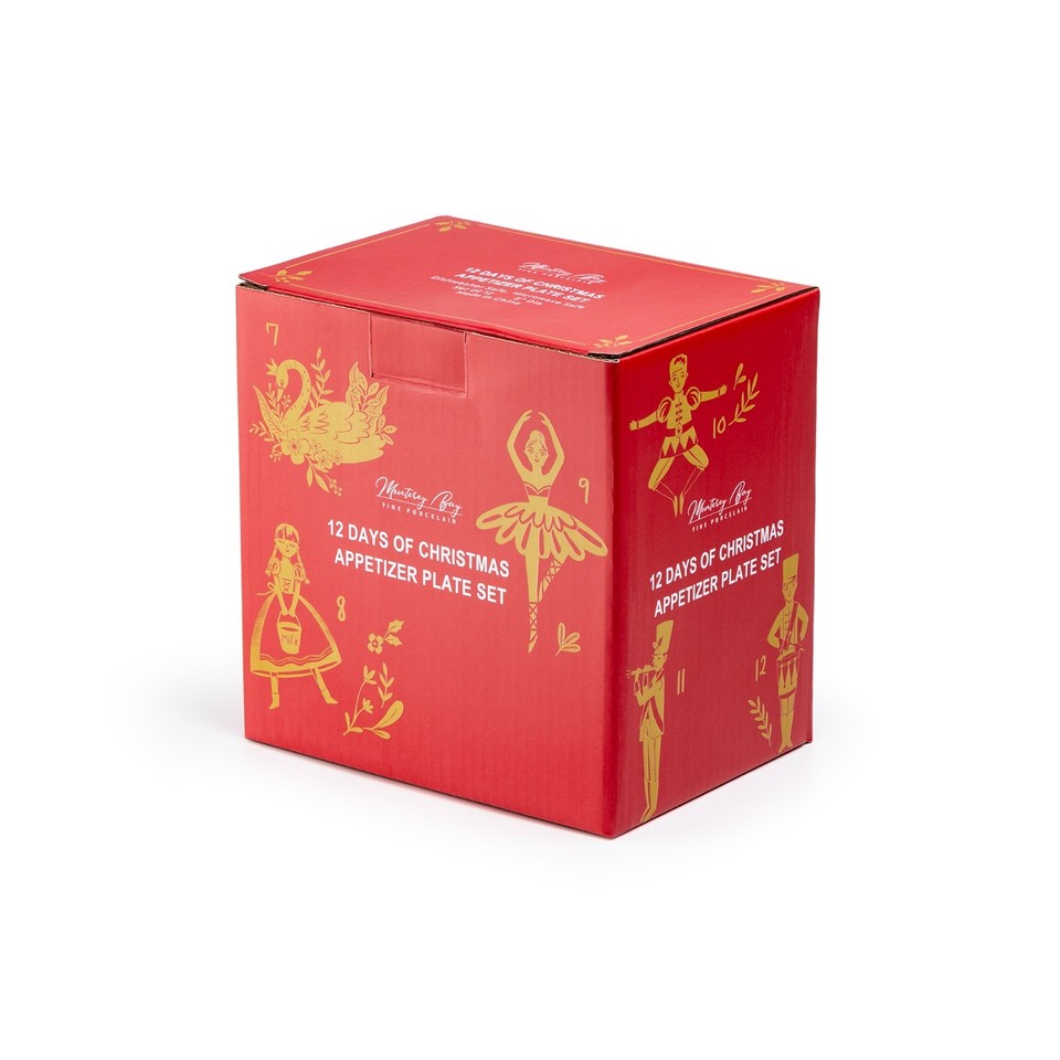12 Days of Christmas 6" Fine Porcelain Appetizer Plate Set - Gift Box ...