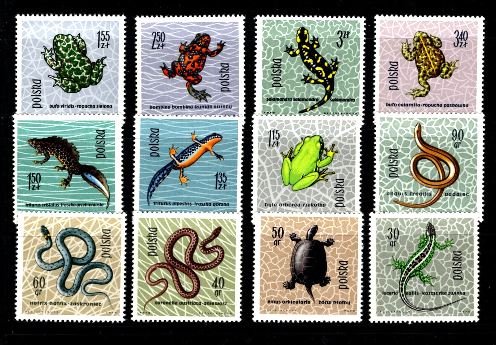 Poland 1134-1145 Mint Never Hinged Complete Set REPTILES Turtles Frogs ...