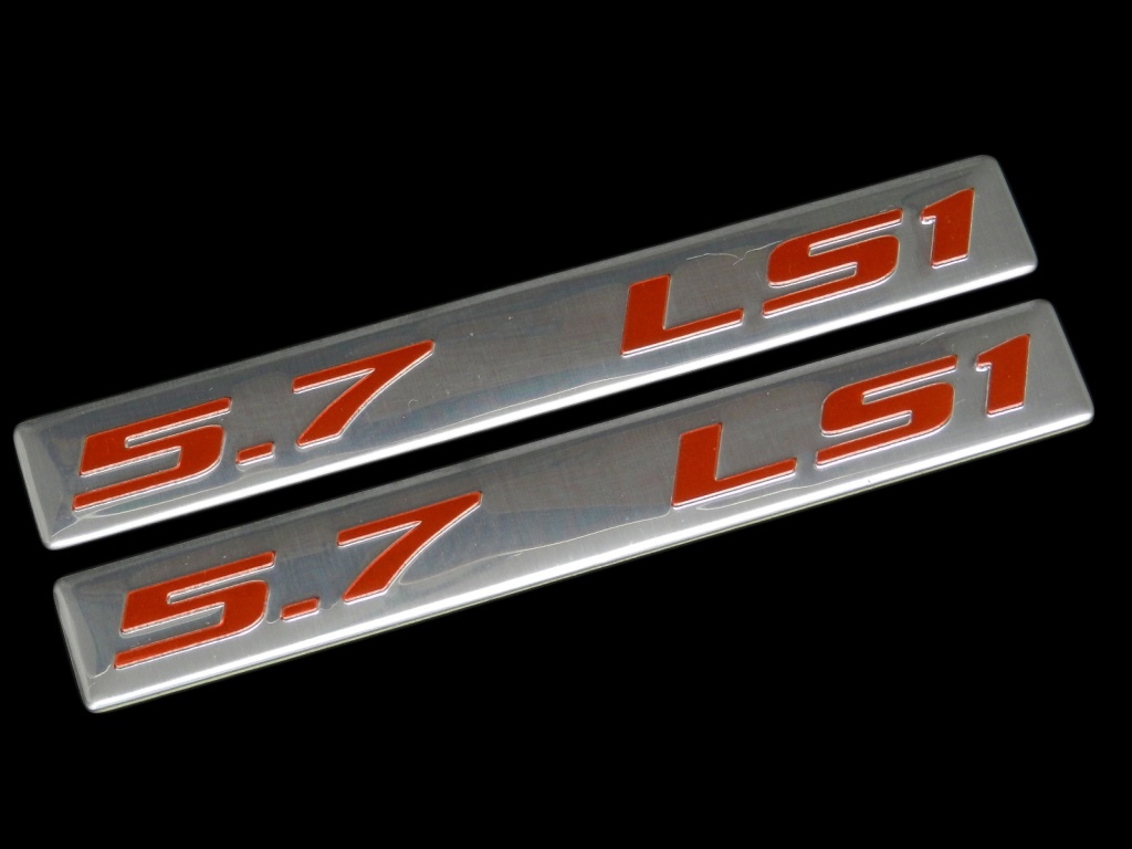 VMS 2 CHEVY 5.7L LS1 ENGINE ALUMINUM EMBLEMS RED SILVER | eBay
