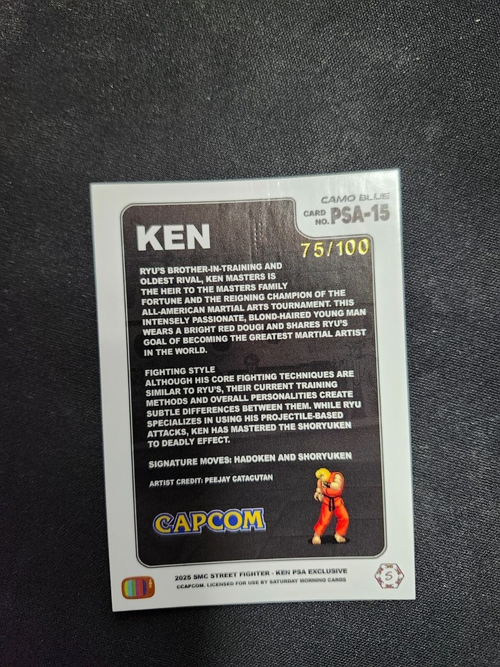 Street Fighter 2: Champion Edition PSA Promo Card Ken Blue Camo Parallel 75/00 | eBay
