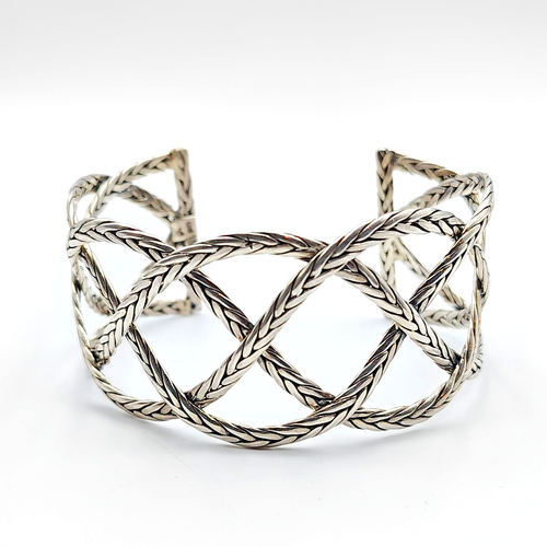 Samuel B Behnam Sterling Silver 925 Wide Braided Design Sima Cuff ...
