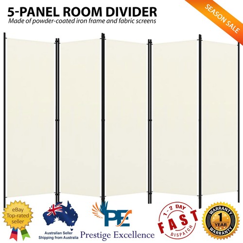 5 Panel Room Divider Folding Privacy Screen Separator Stand Bedroom ...