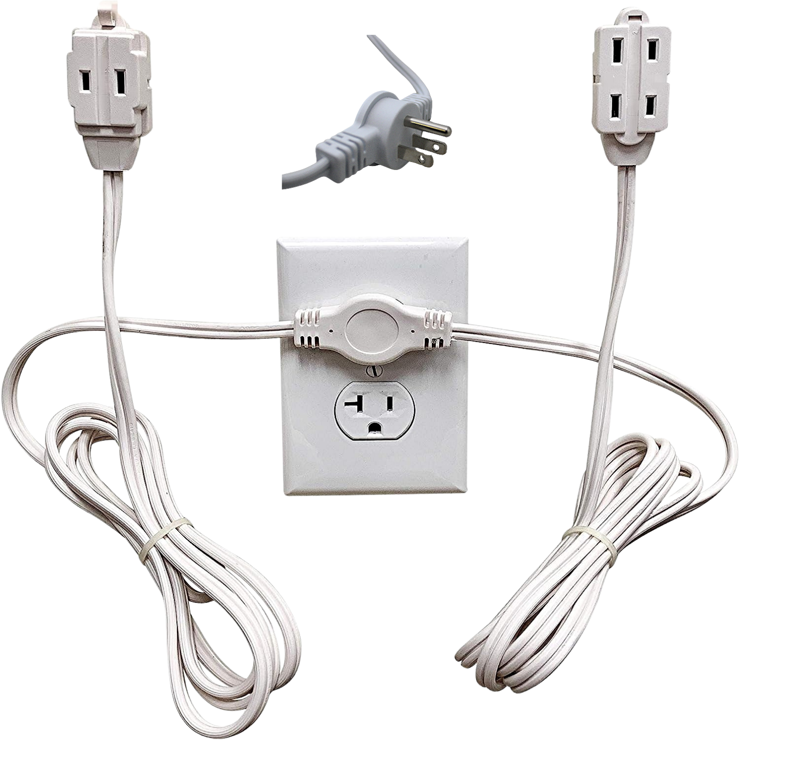 12 Ft Twin Extension Cord - 6 Feet on Each Side, Multi Outlet 3 Prong ...