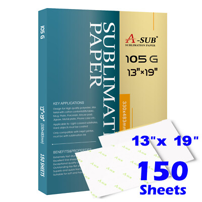 150 Sheets A-SUB Sublimation Paper 13x19 105g for Inkjet Printer Heat ...