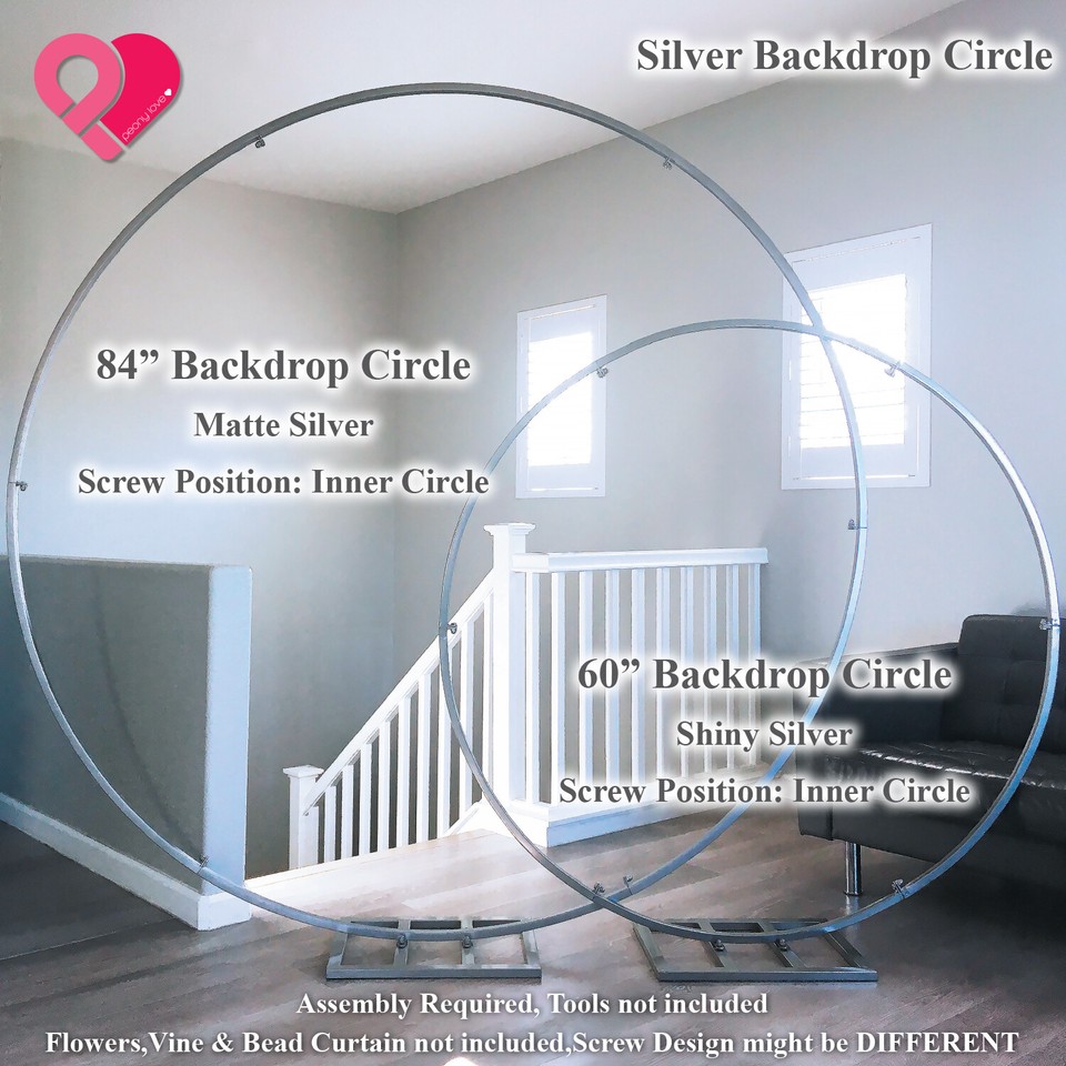 Round Circle Wedding Arch Backdrop Gold Silver Wreath Hoop Centerpiece ...