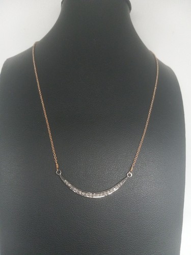 14K Gold Filled 16" Chain 925 Diamond Accent Crescent Artisan Pendant ...