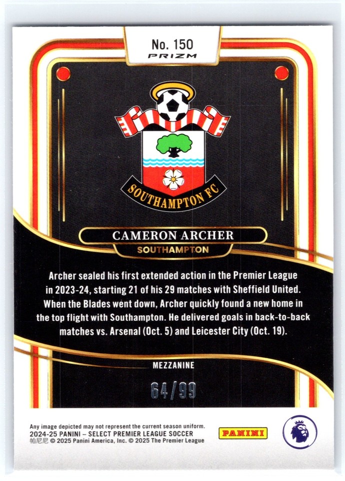 2024-25 Panini Select Premier League - Cameron Archer /99 Pink | eBay UK
