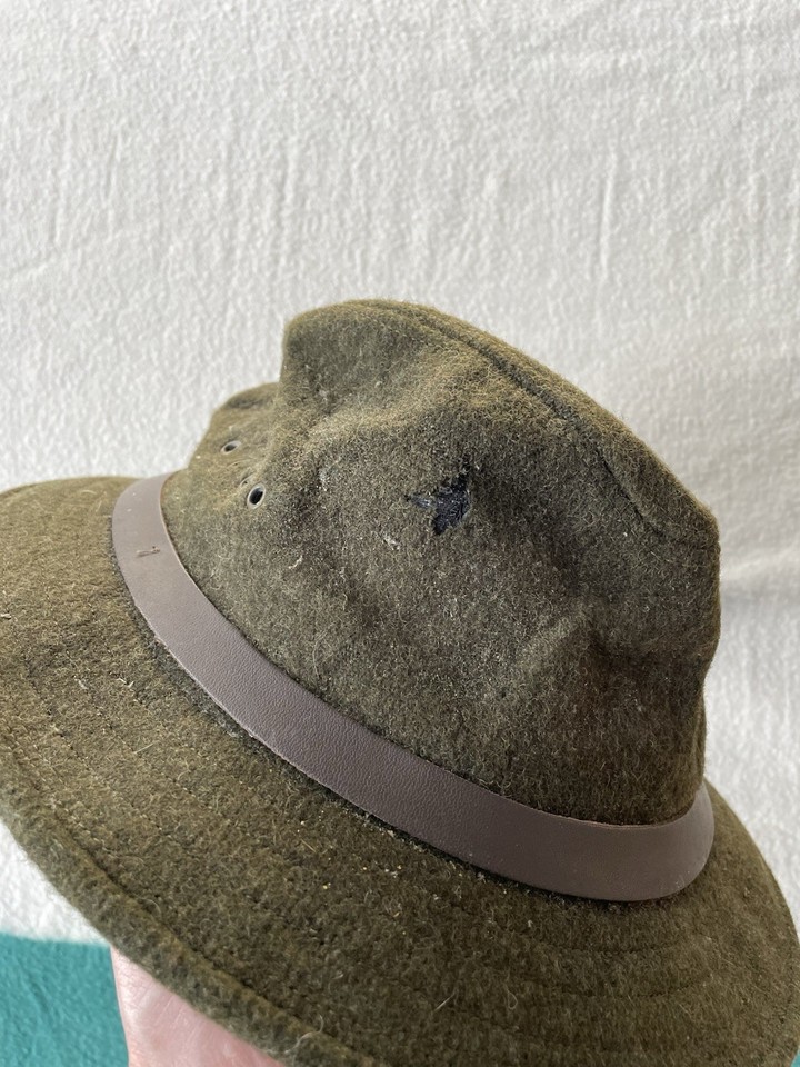 Vintage CC Filson Garment Virgin Wool Packer Hat Cap Military Green ...