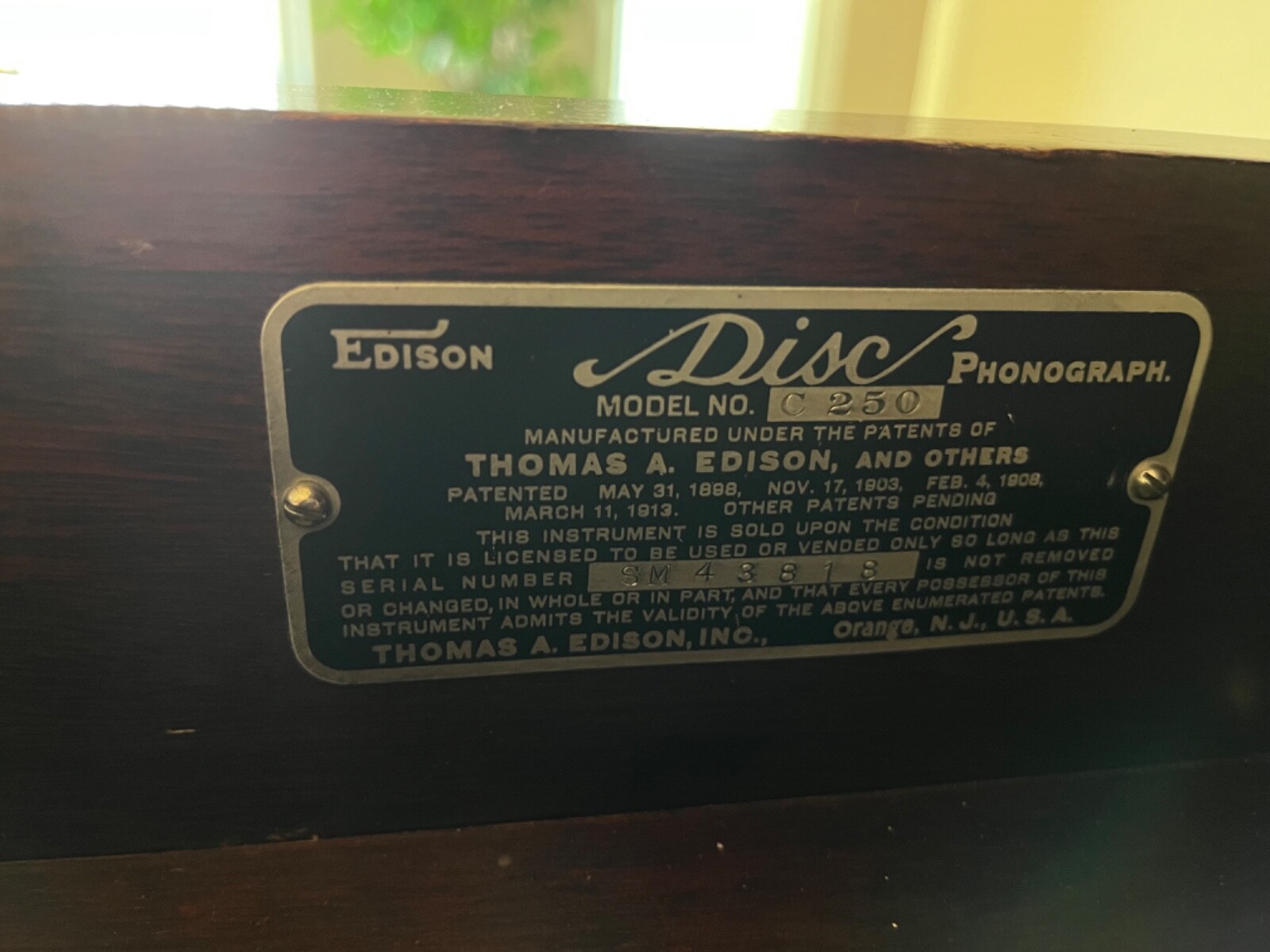 thomas edison c-250 phonograph/record player | eBay