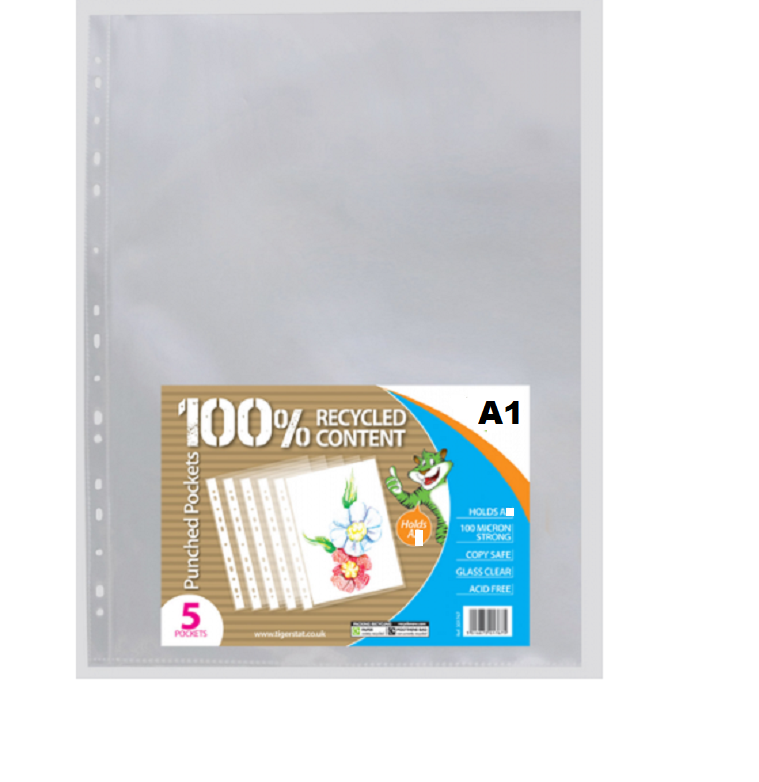 Punched Pockets A1 A2 A3 Wallets Clear Multi Punch Sleeves Filing ...