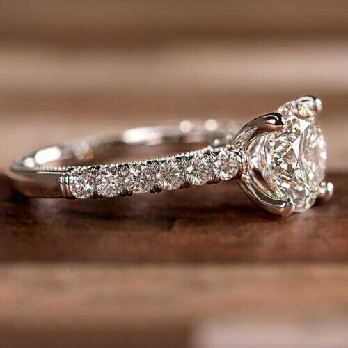 2.5Ct Lab Created Diamond Solitaire Engagement Ring 14K White Gold ...