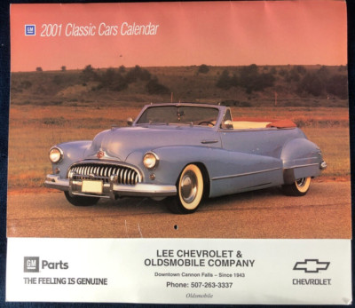 2001 GM Parts Collectible Classic Car Wall Calendar Chevy Dealership ...