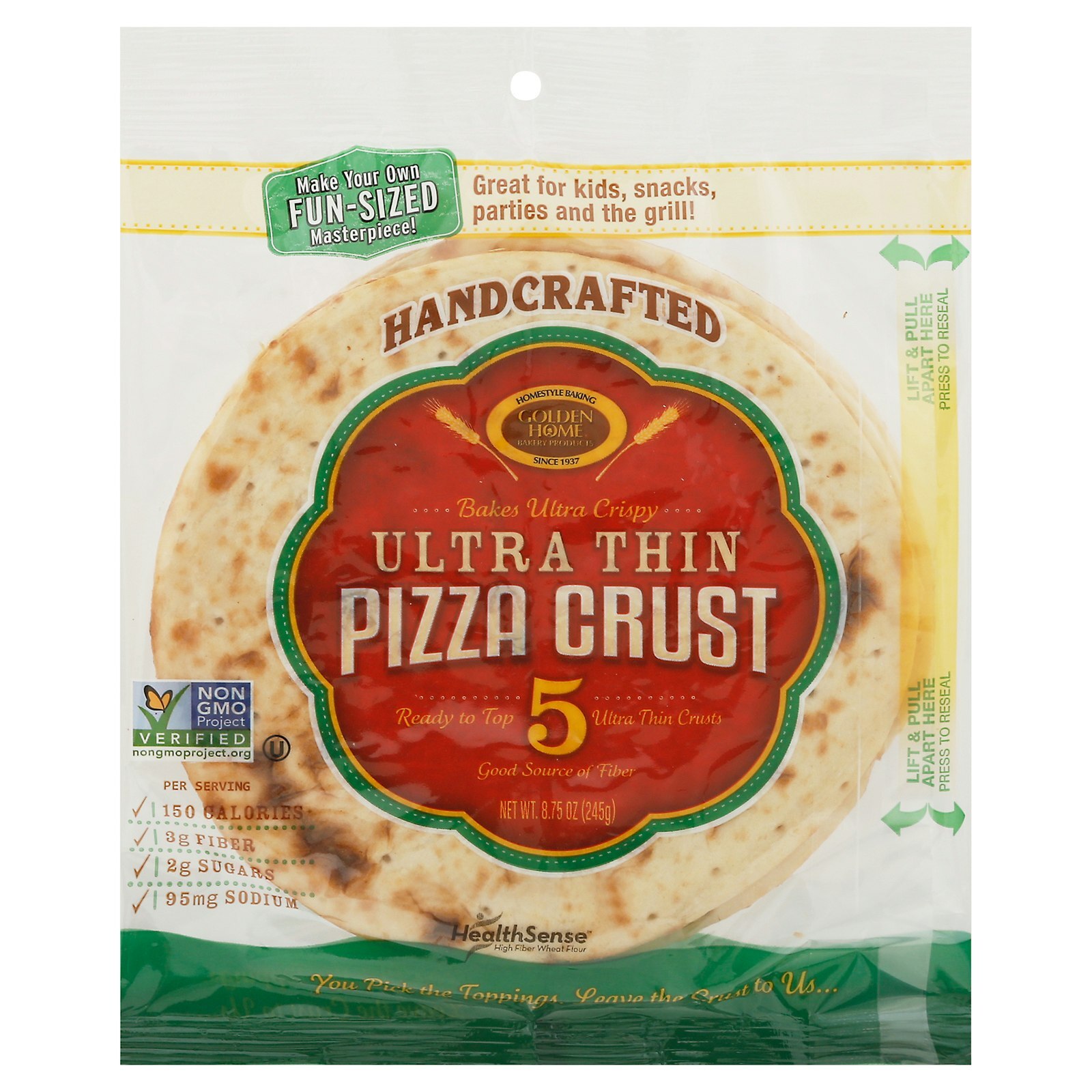 Golden Home Bakery Products - Pizza Crst 7in Thin 5pk -8.75 OZ (Pack of ...