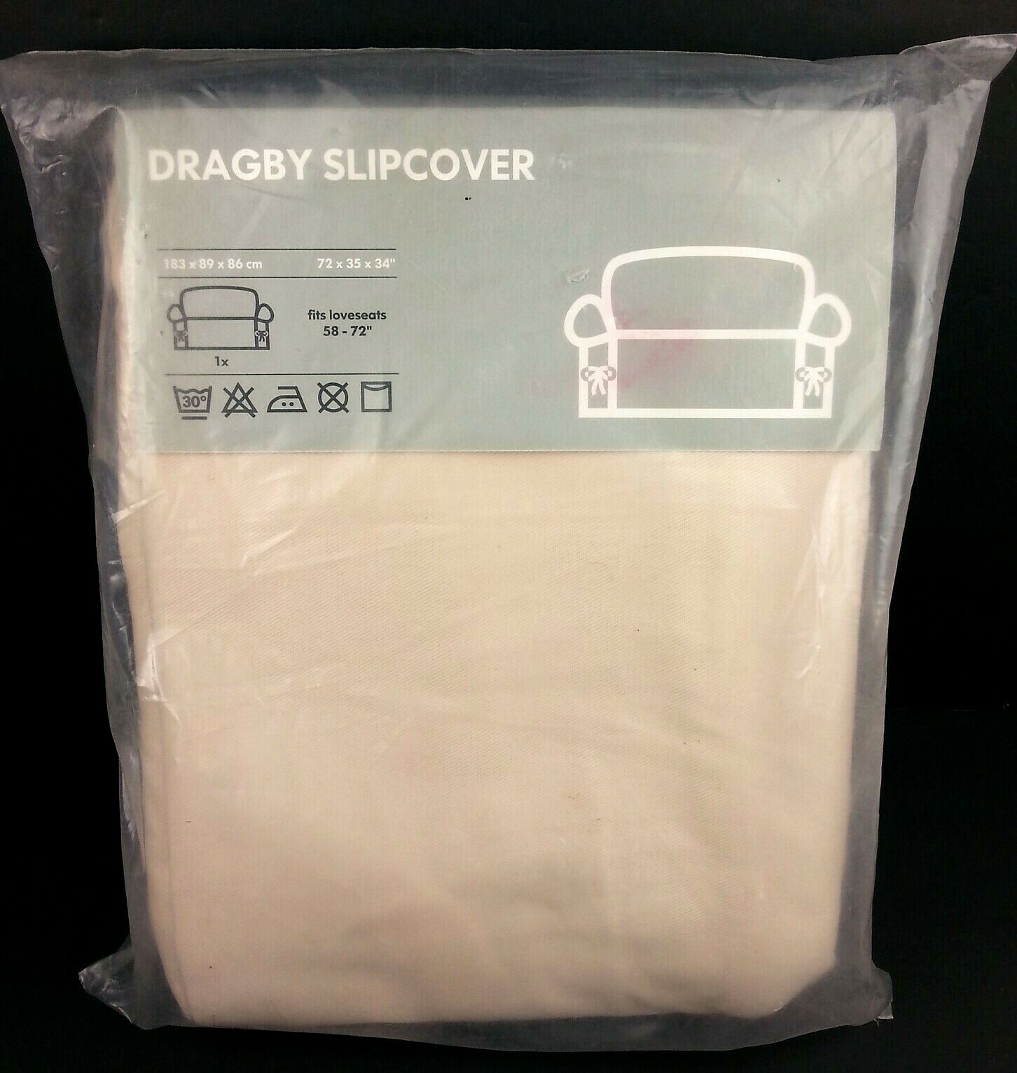 IKEA Dragby Loveseat Slipcover 72x35x34 Fits 58" to 72" Beige Cotton ...