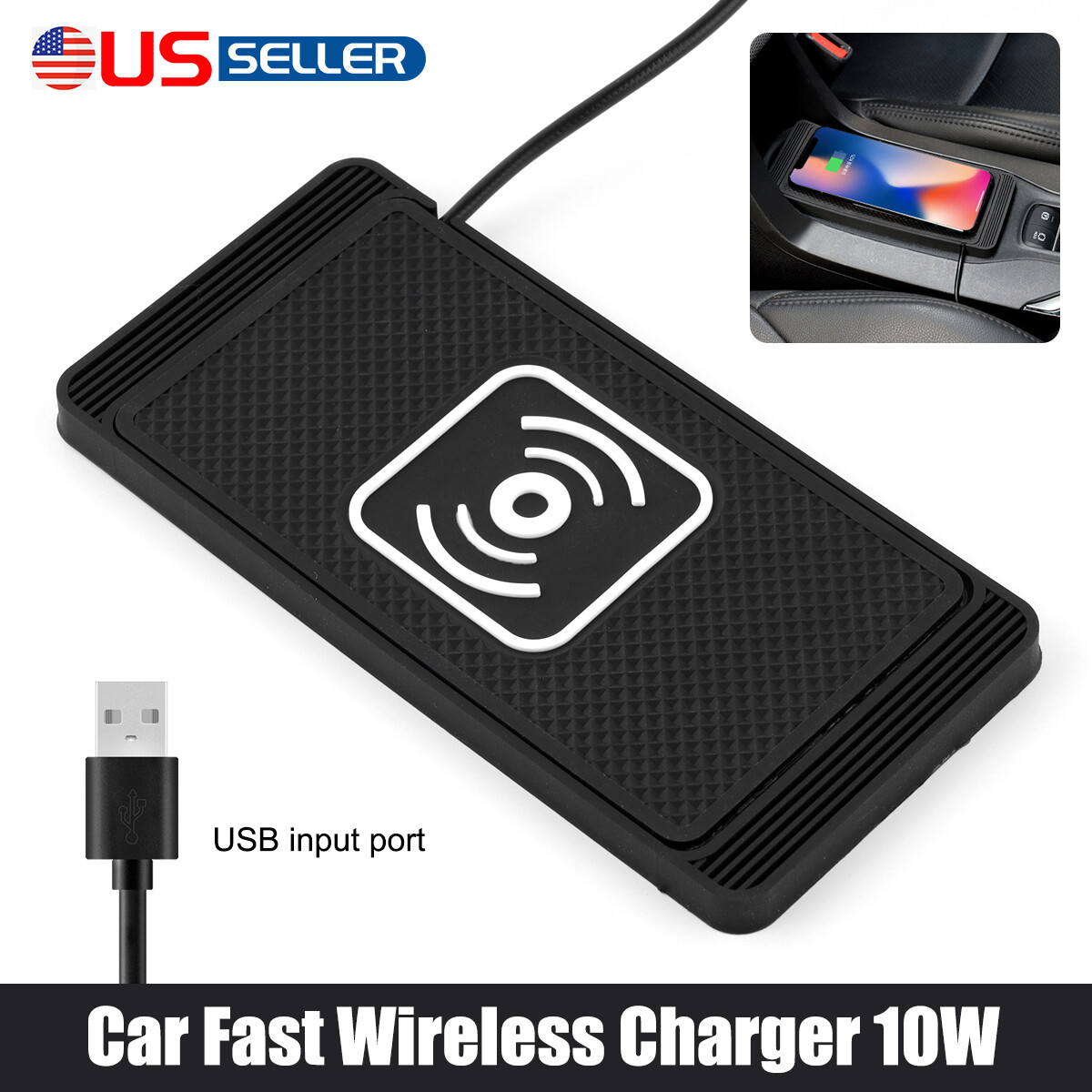 Wireless Car Phone Charger Fast Charging Pad Mat For iPhone Samsung ...
