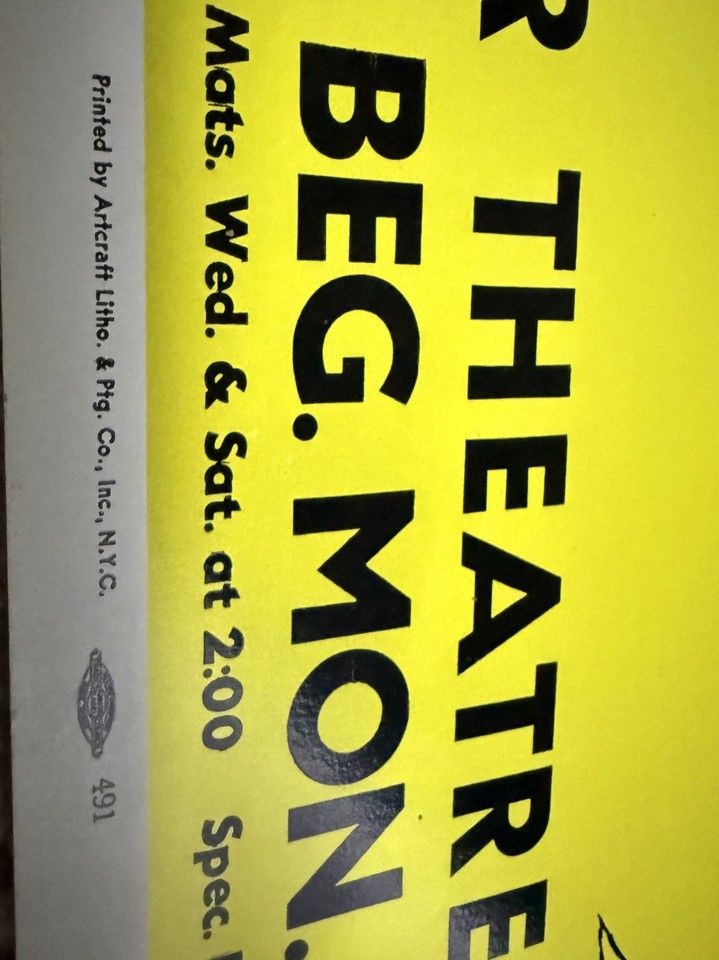 Fisher theatre 1965 poster comedy “ANY WEDNESDAY” Larry Parks, Monica ...