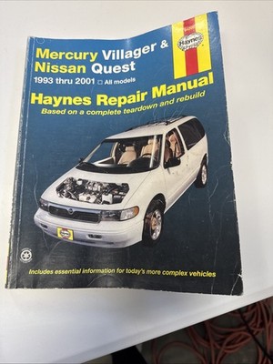 Haynes Repair Manual 1993 2001 Mercury Villager Nissan Quest Owners ...