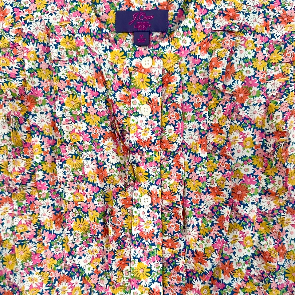 J. Crew Liberty of London Libby Floral Ruffle Shirt Boho Classic Women ...