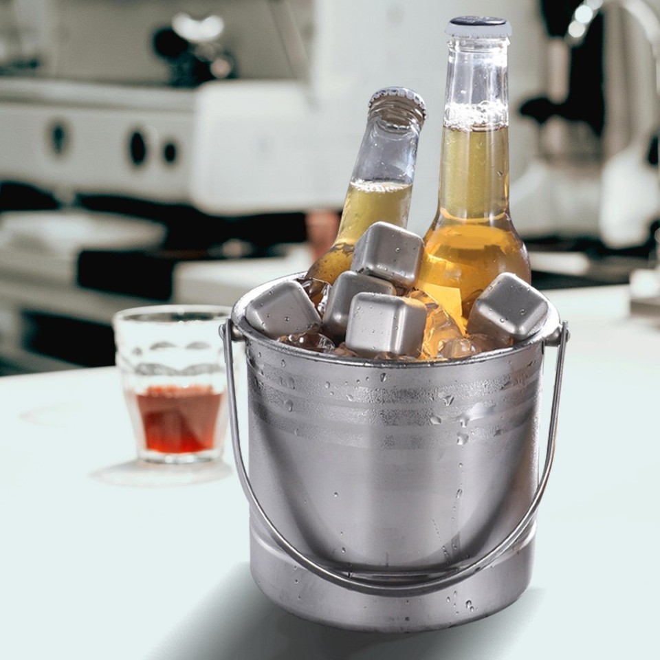 Stainless Steel Bucket Ice Cube Storage with Stand Beverage Tubs | eBay ...
