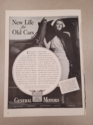 VTG 1942 Orig Magazine Ad GM GMC Auto New Life for Old Cars Nurse WW2 ...