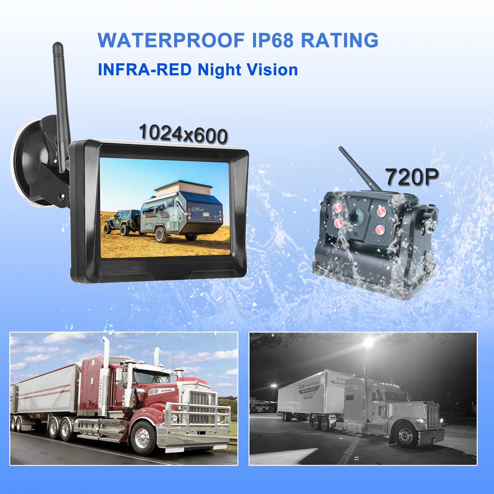 Wireless 5" Monitor Portable Magnetic Rechargeable Backup Camera for ...