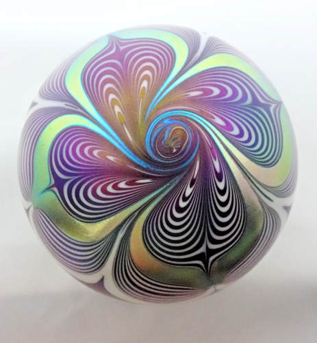 Signed Stuart Abelman Studio Art Glass Iridescent Pulled Feather ...