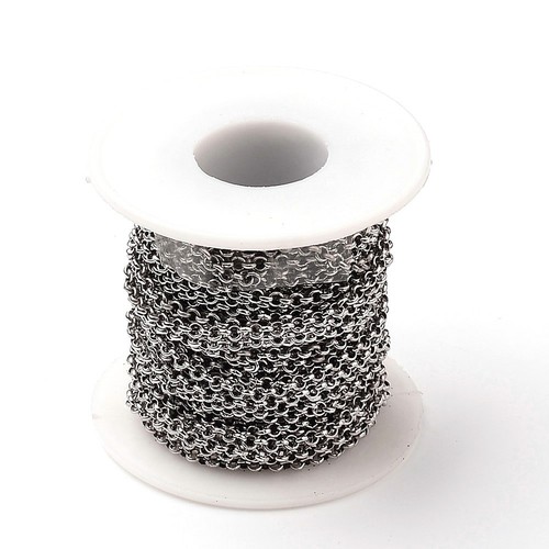 10.9yd/Roll 304 Stainless Steel Rolo Chains Round Link 18 Gauge ...