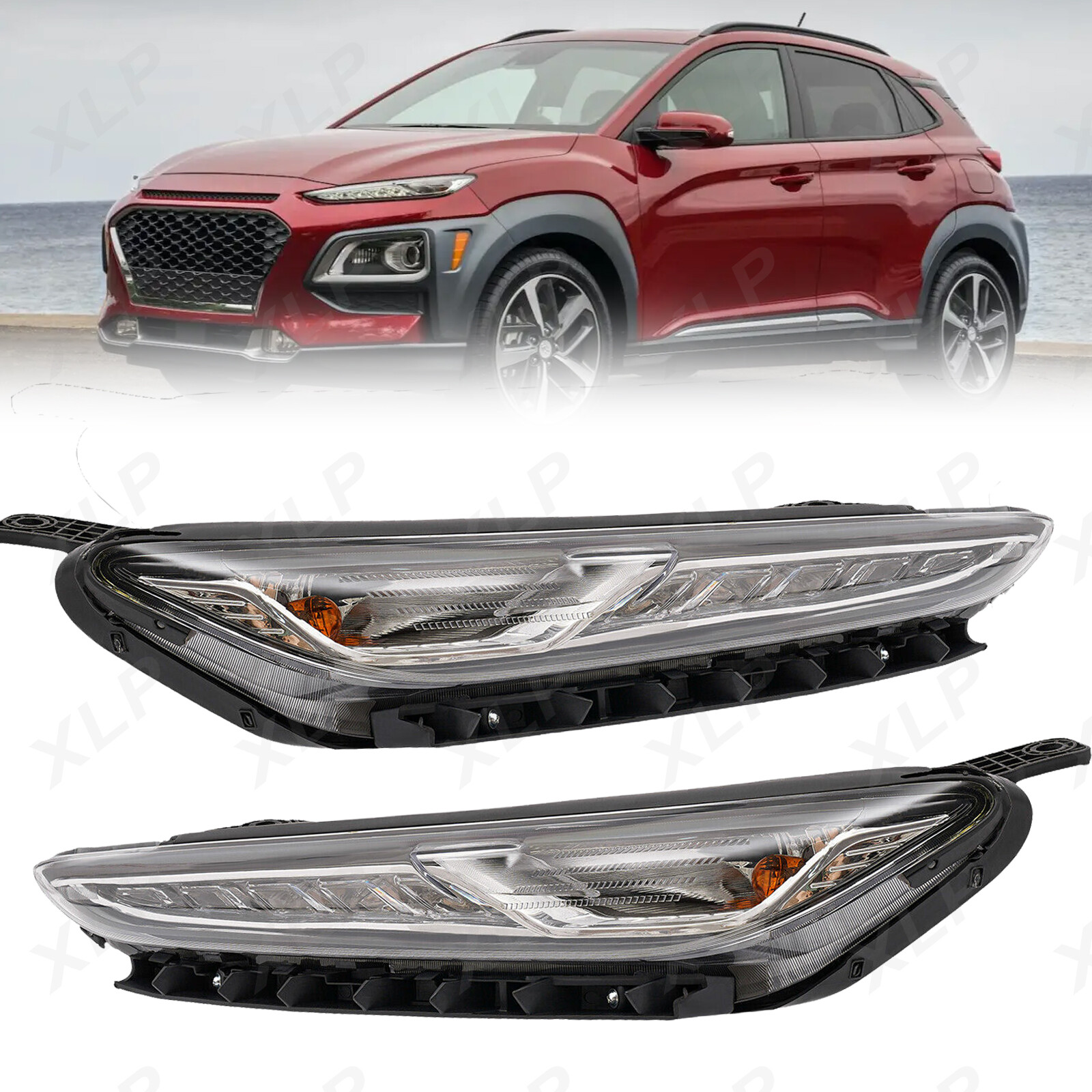 Pair LH+RH LED DRL Daytime Running Light Lamp For Hyundai Kona 2018 ...