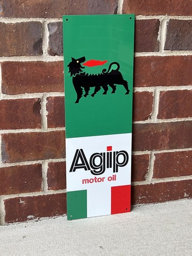 Agip advertising garage sign baked oil gas ferrari | eBay