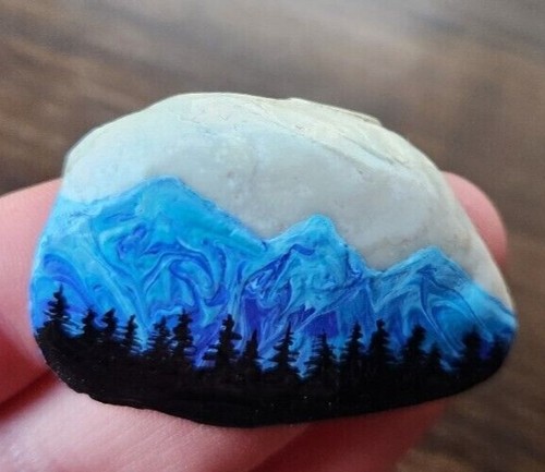 Lake Superior Hand-Painted Shell - Trees in Blue Mountains | eBay