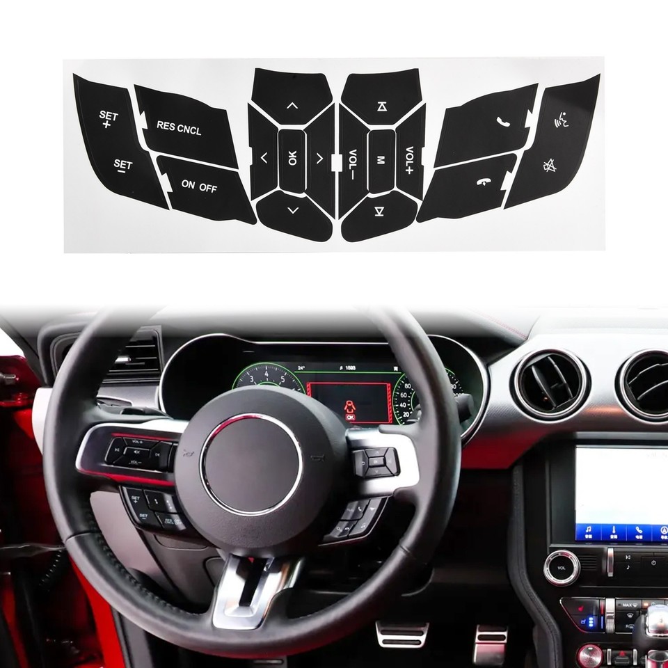 Vinyl Replacement Stickers for FORD For MUSTANG Steering Wheel Buttons ...