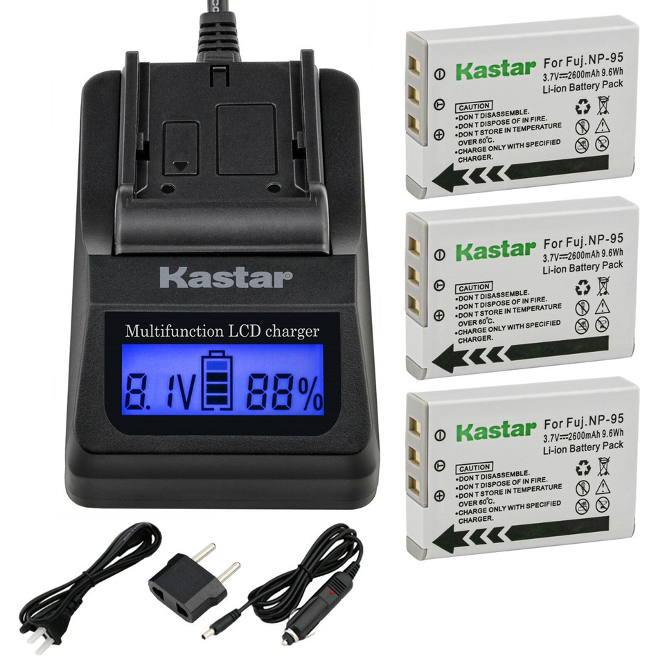Kastar Battery LCD Fast Charger for Fuji NP-95 BC-65N & Fujifilm ...