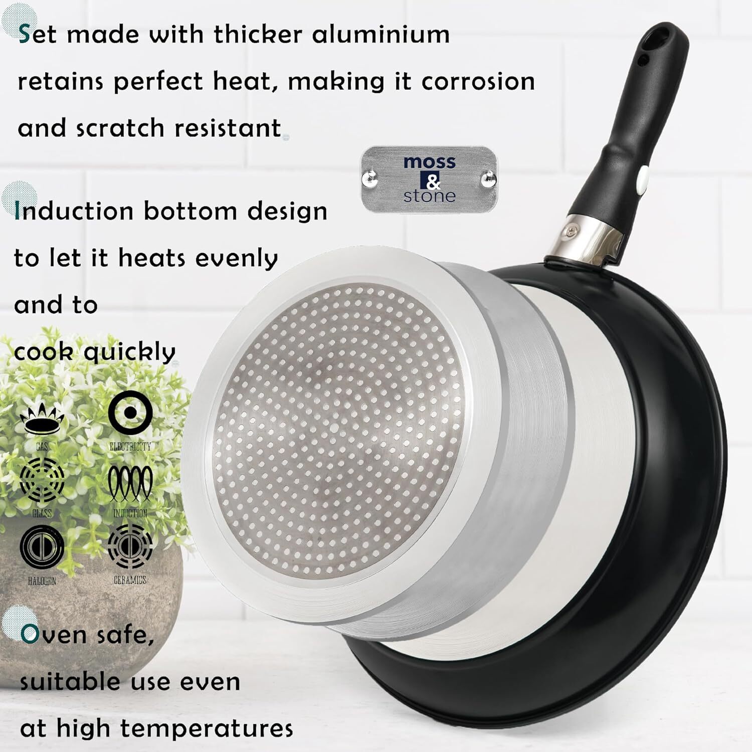 Moss & Stone Pots And Pans Set Nonstick, Removable Handle Cookware Set ...